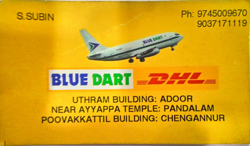 D H L - Blue Dart in adoor, pathanamthitta